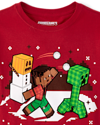 Boys Short Sleeve Minecraft Christmas Graphic Tee - RED | The Children ...