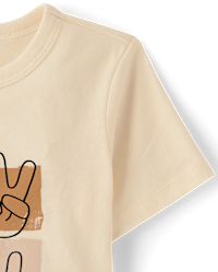 Toddler Boy Short Sleeve Peace Sign Graphic Tee - CREAM | The Children ...