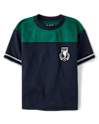Boys Short Sleeve Quick Dry Colorblock Mesh Football Jersey - BLUE ...