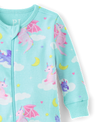 Baby And Toddler Girls Short Sleeve Dragon Snug Fit Cotton Footed One ...