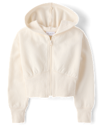 Girls Long Sleeve Premium Fleece Zip Up Hoodie - WHITE | The Children's ...