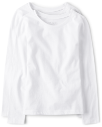 Girls Long Sleeve Basic Layering Tee 2-Pack - WHITE | The Children's Place