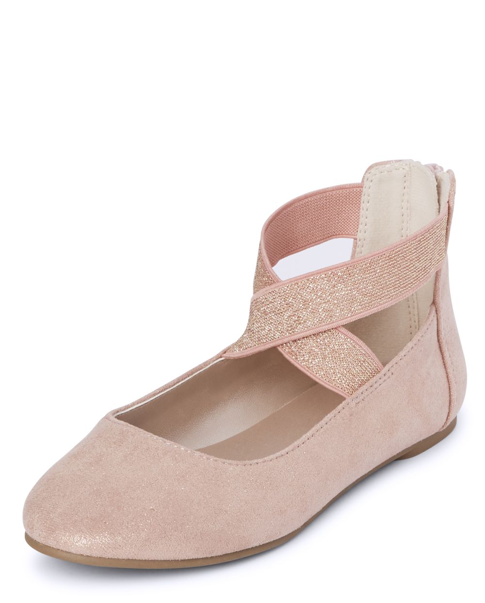 Girls Rose Gold Wrap Ballet Flats