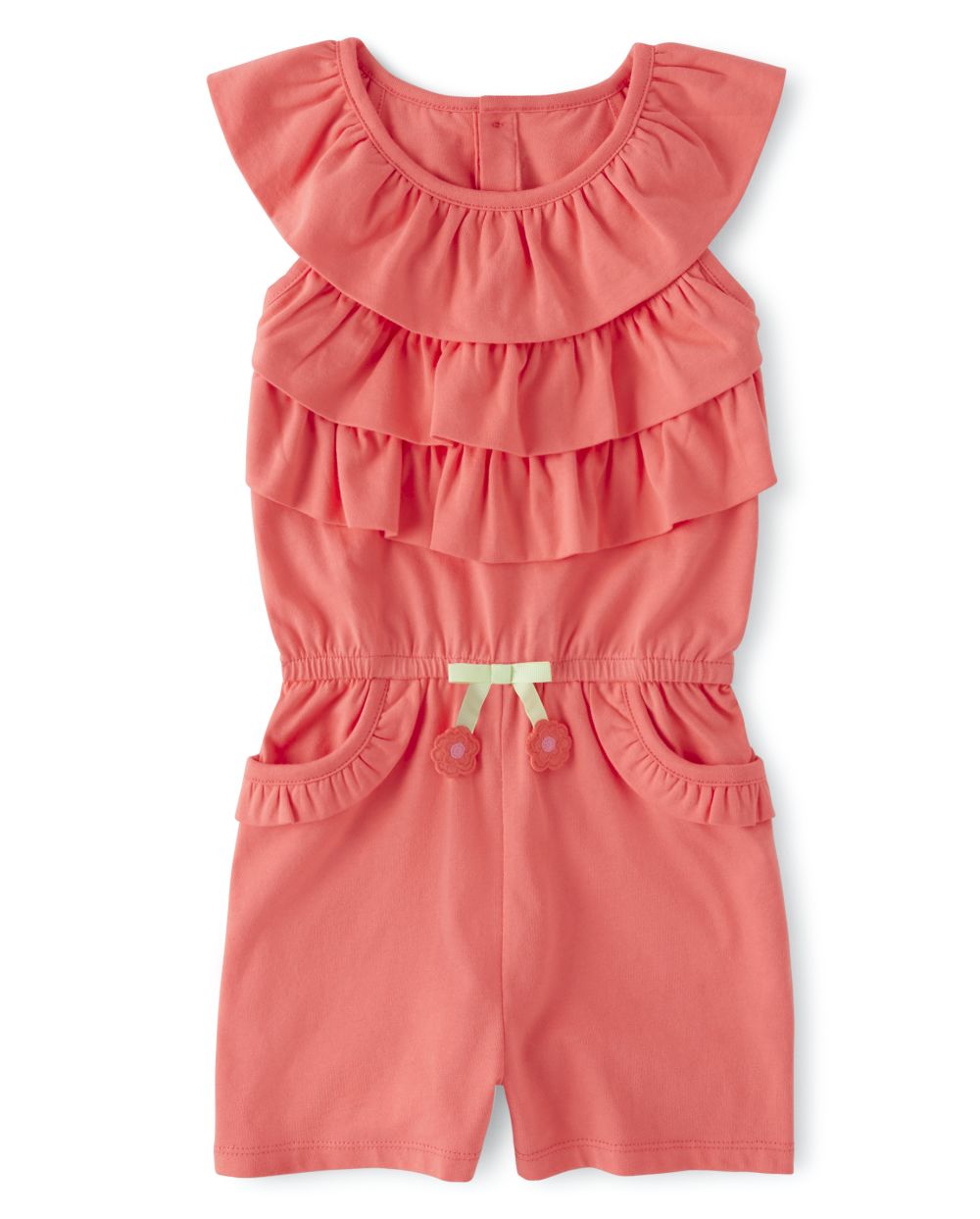 Girls Sleeveless Knit Ruffle Romper - Fairy Blossom