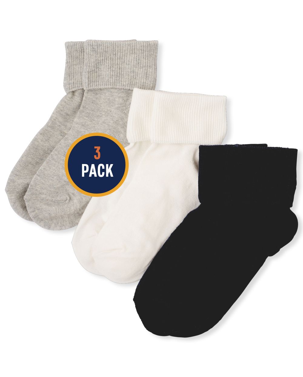 Girls Turn Cuff Socks 3-Pack