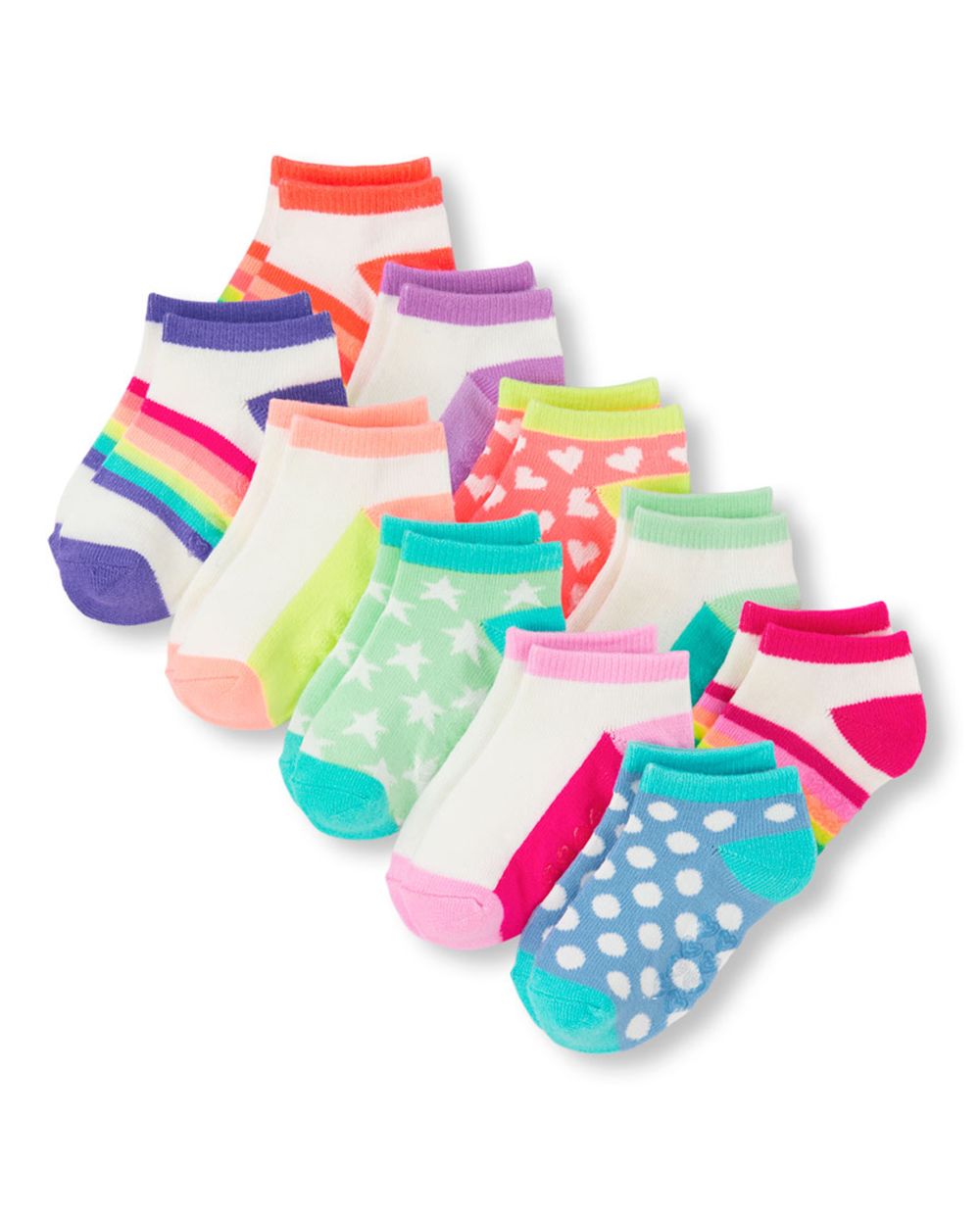 Toddler Girls Colorful Print Ankle Socks 10-Pack
