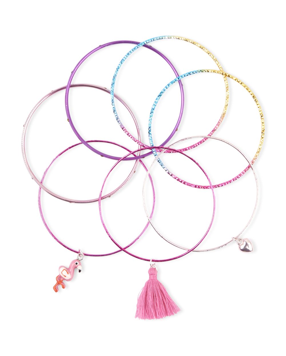 Girls Rainbow Glitter Bangle Bracelet 7-Pack