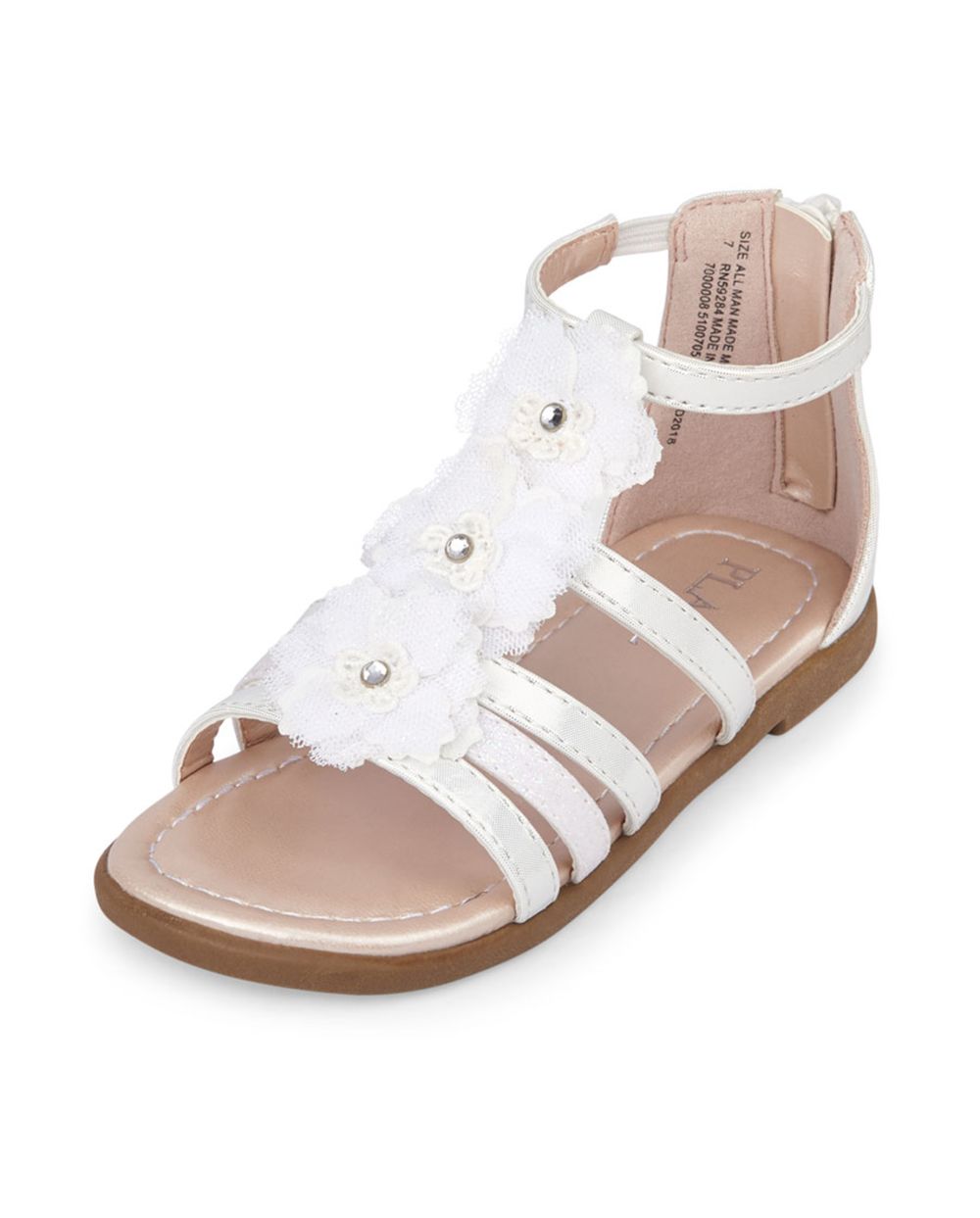 Toddler Girls Glitter Flower Faux Leather Gladiator Sandals