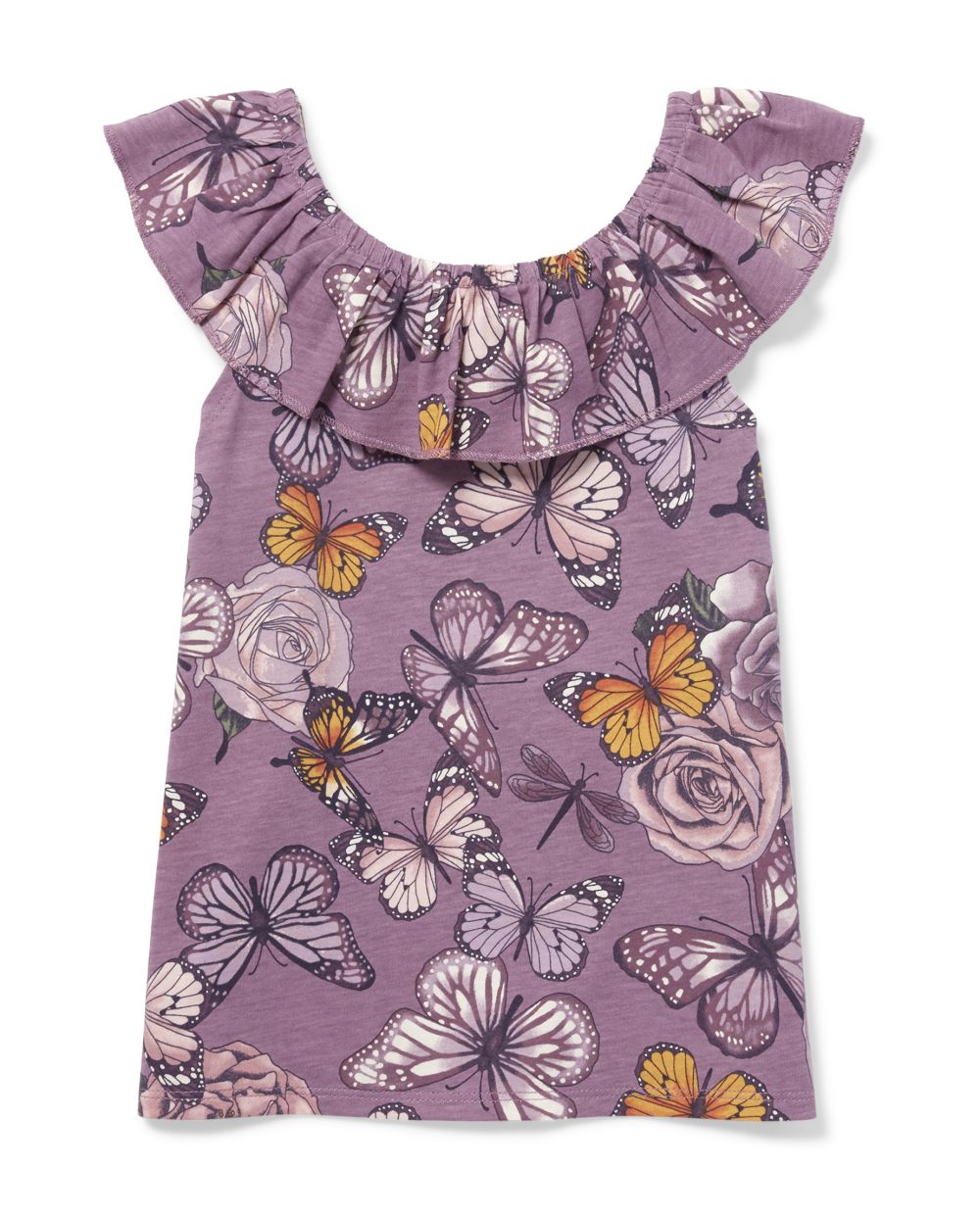 Girls Matchables Sleeveless Print Ruffle Top