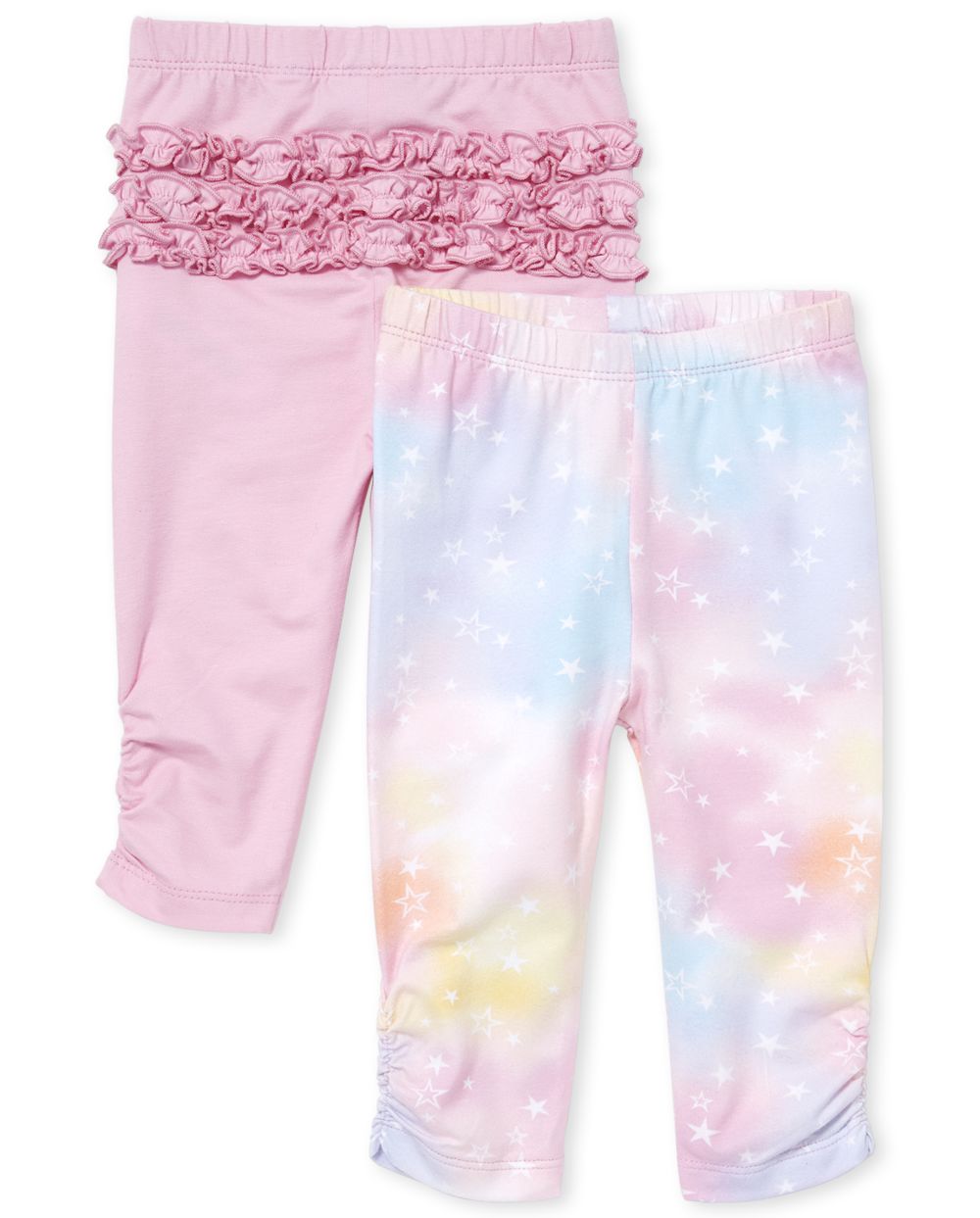 Baby Girls Rainbow Stars Ruffle Knit Pants 2-Pack