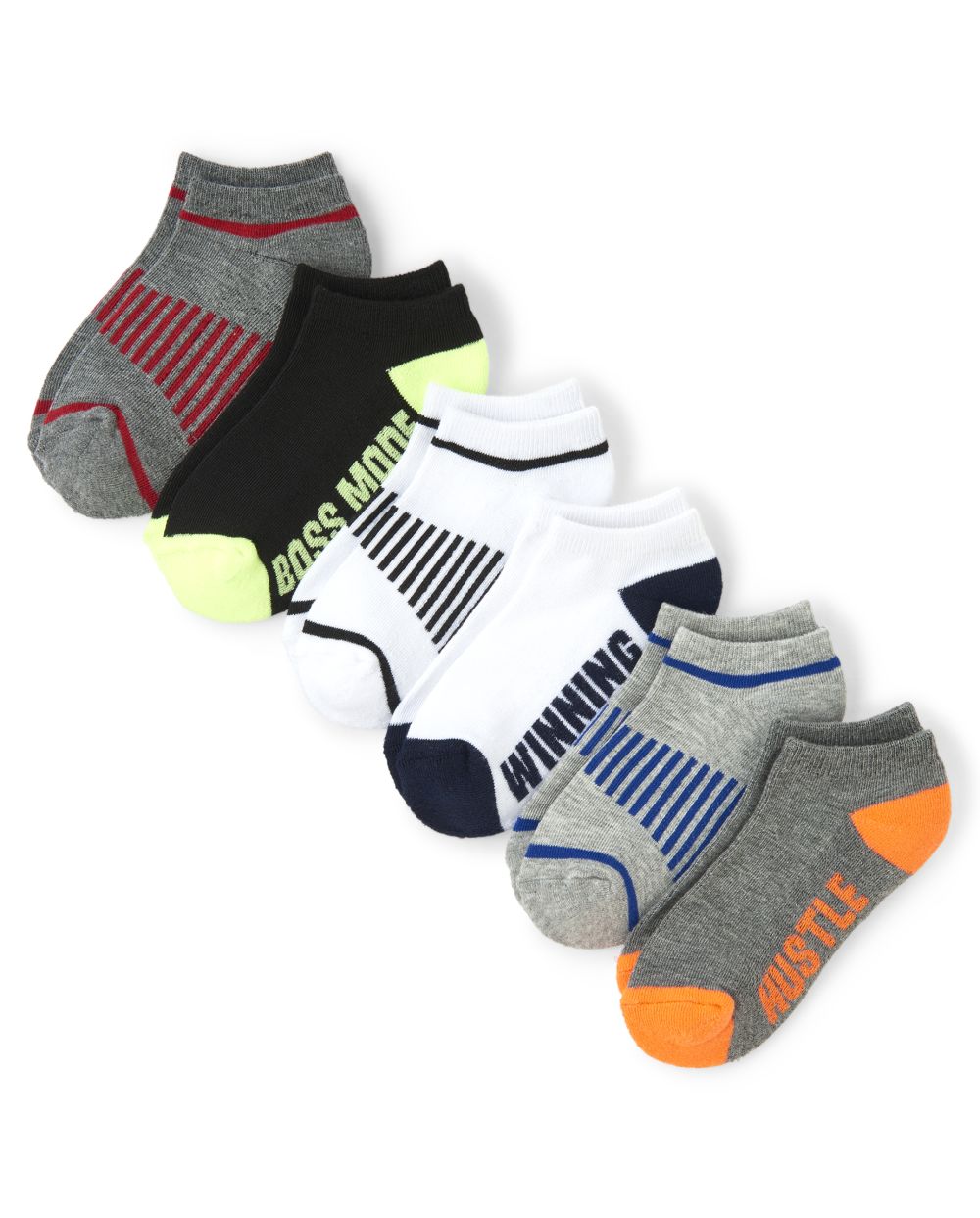 Boys 'Boss Mode' Cushioned Ankle Socks 6-Pack