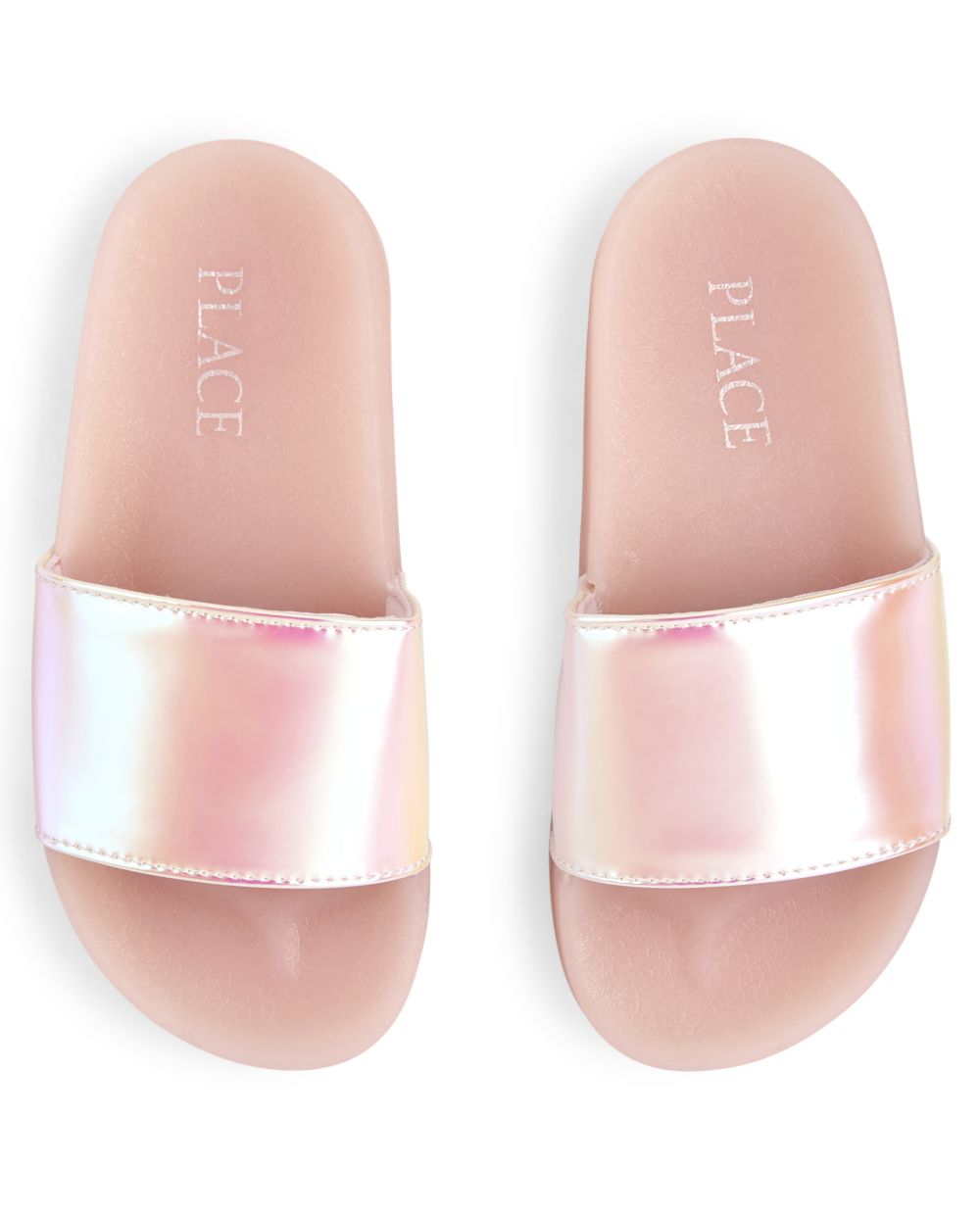 Girls Light Up Holographic Faux Leather Slides
