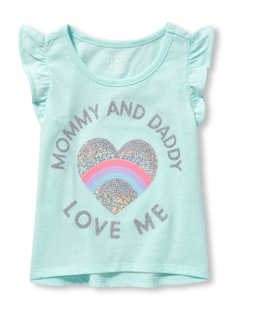 Baby And Toddler Girls Short Flutter Sleeve Glitter Graphic Top