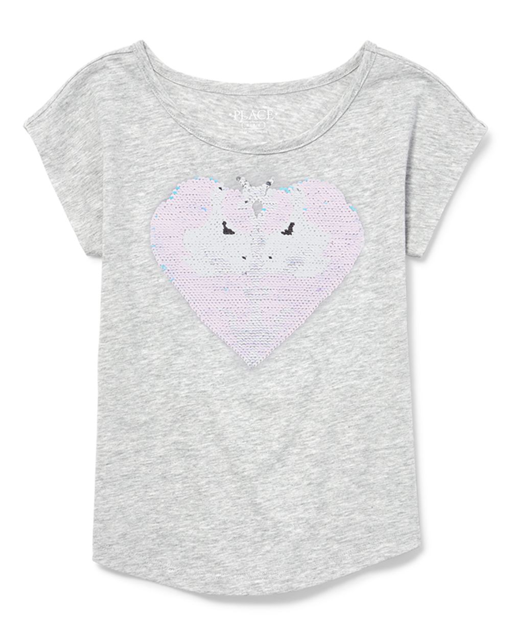 Girls Short Sleeve Flip Sequin Graphic Top