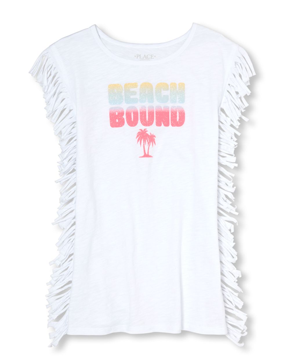 Girls Short Sleeve Glitter 'Beach Bound' Fringe Cover Up