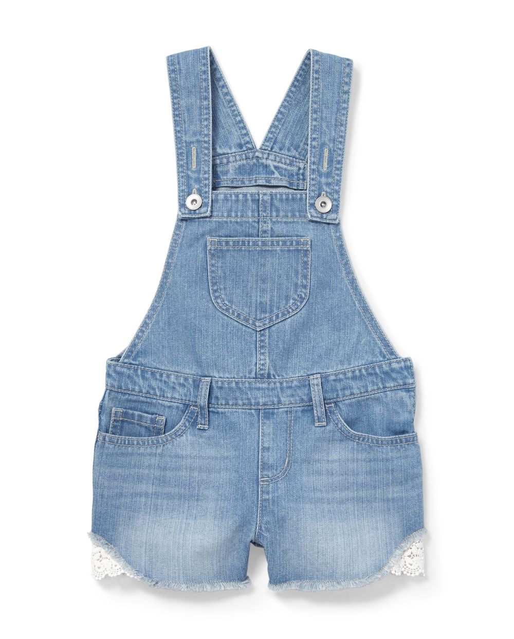 Girls Crochet Denim Shortalls