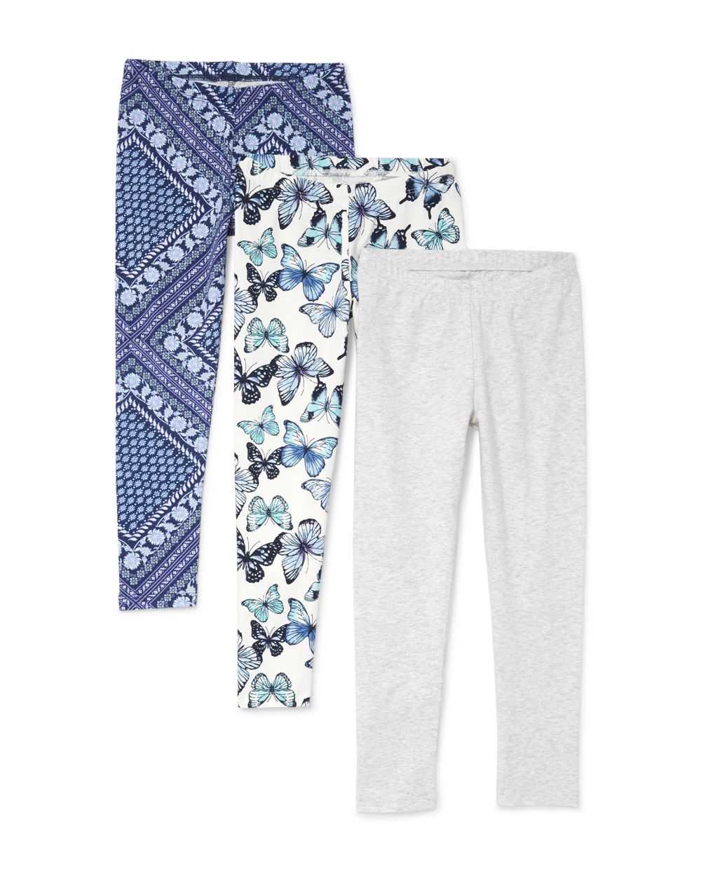 Girls Print And Solid Leggings 3-Pack