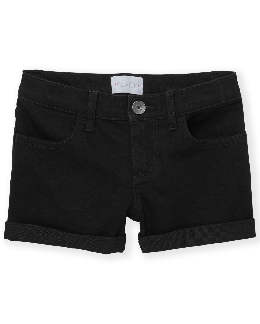 Girls Roll Cuff Denim Shortie Shorts