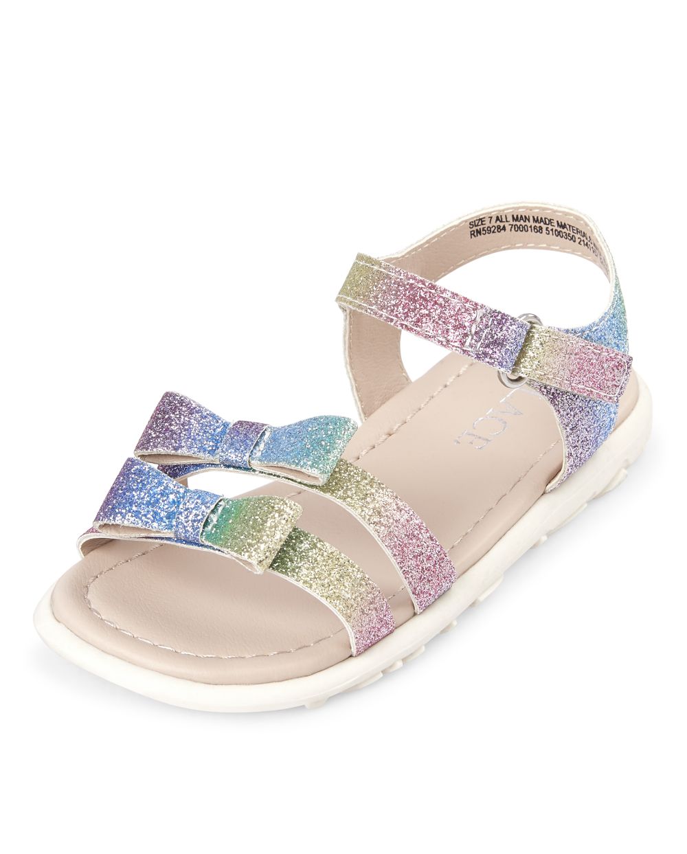 Toddler Girls Rainbow Glitter Bow Faux Leather Sandals