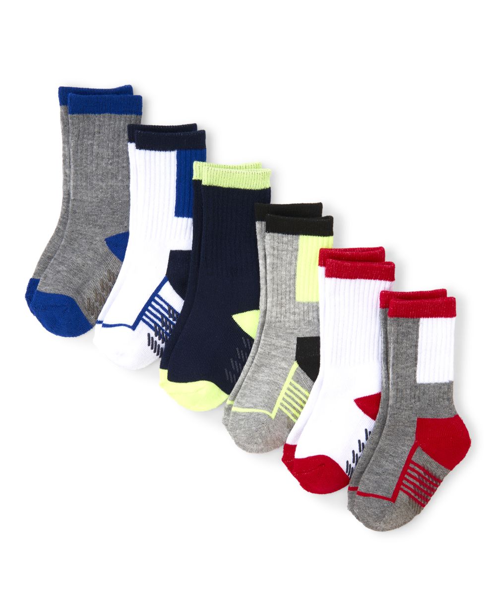 Toddler Boys Colorblock Cushioned Crew Socks 6-Pack