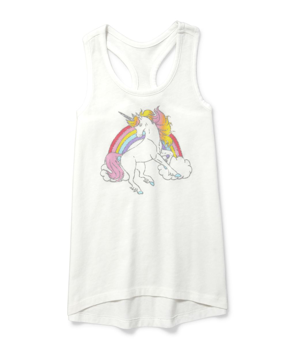 Girls Mix And Match Graphic High Low Racerback Tank Top