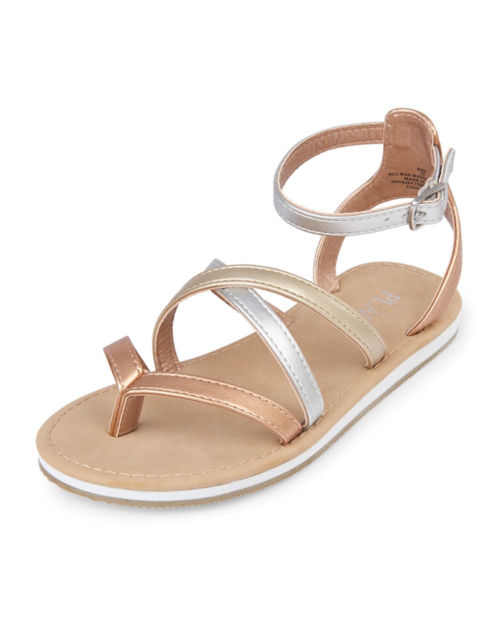 Girls Metallic Faux Leather Sandals