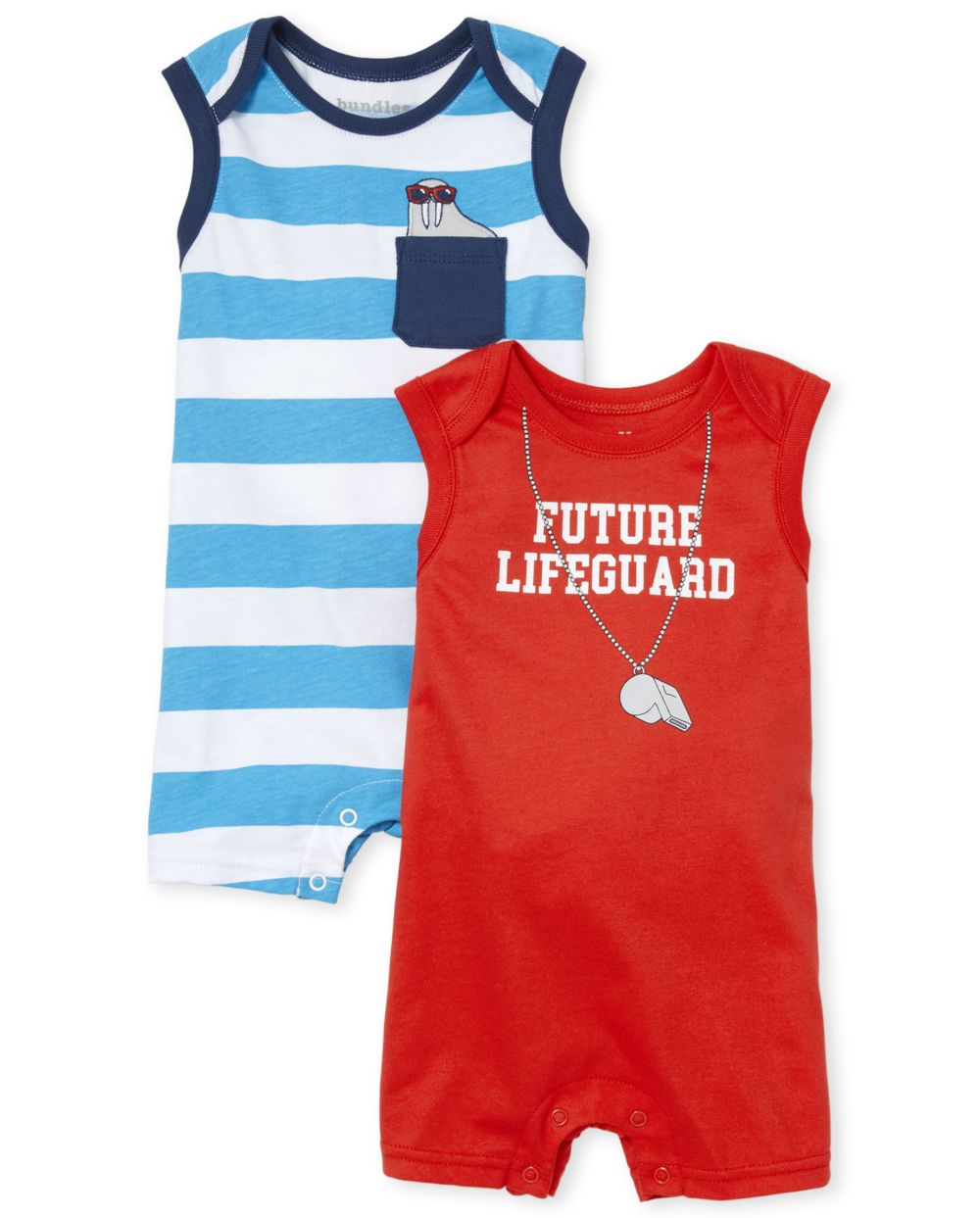 Baby Boys Sleeveless Lifeguard Knit Romper 2-Pack