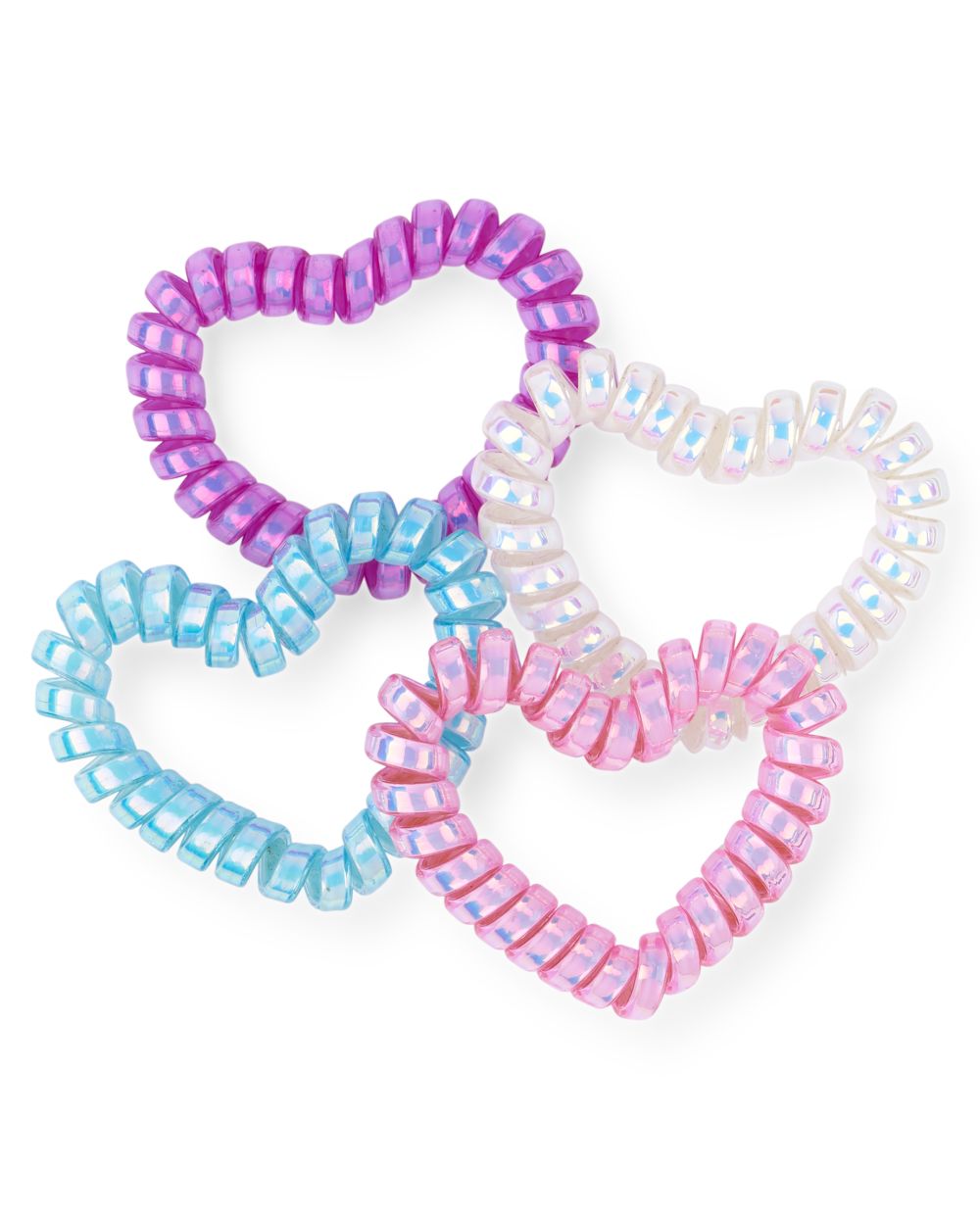 Girls Metallic Heart Coil Bracelet 4-Pack