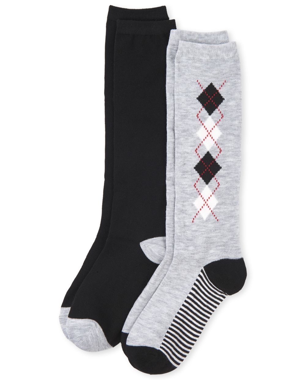 Girls Uniform Argyle Knee Socks 2-Pack