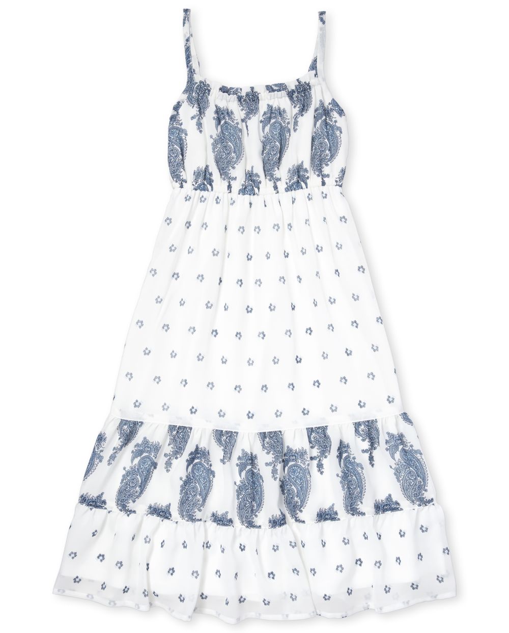 Girls Sleeveless Mixed Floral Print Woven Maxi Dress