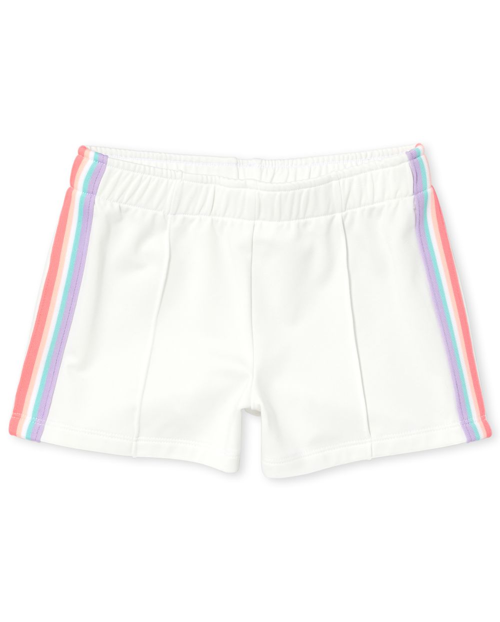Girls Active Rainbow Side Stripe Knit Shorts