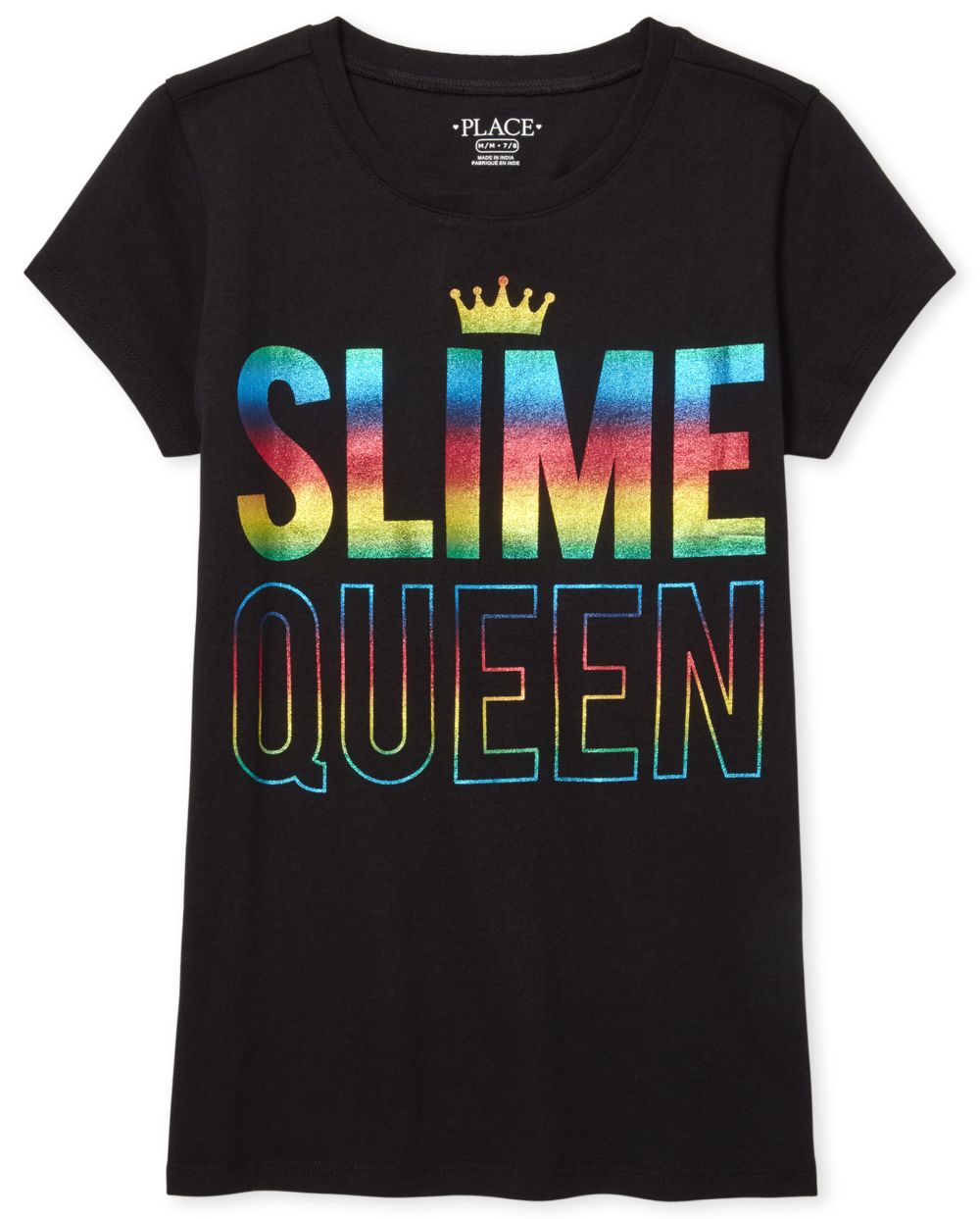 Girls Short Sleeve Foil Rainbow 'Slime Queen' Graphic Tee