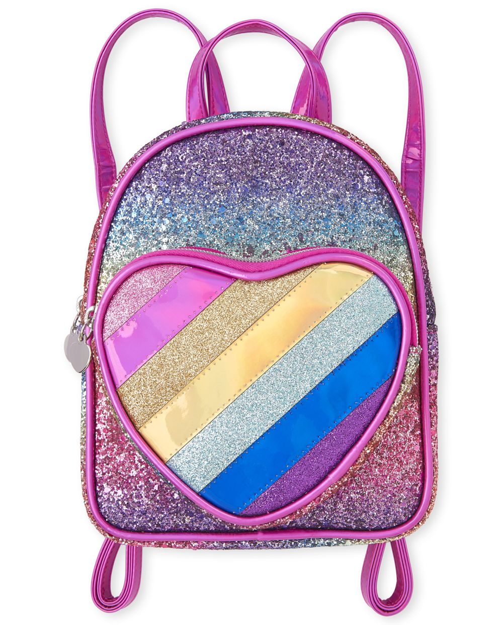 Girls Christmas Glitter Rainbow Heart Mini Backpack