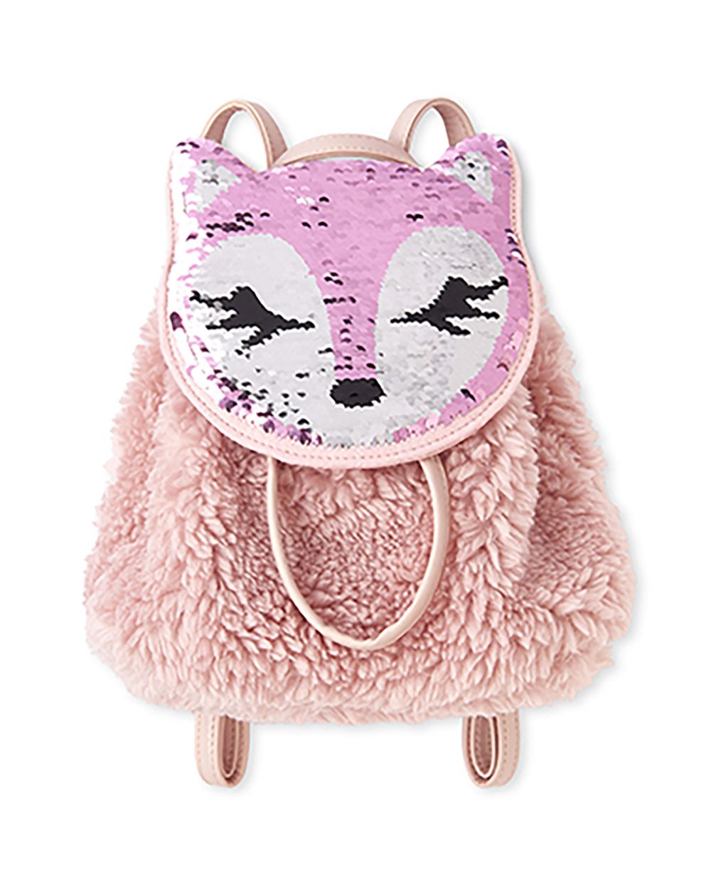 Girls Flip Sequin Fox Faux Fur Mini Backpack