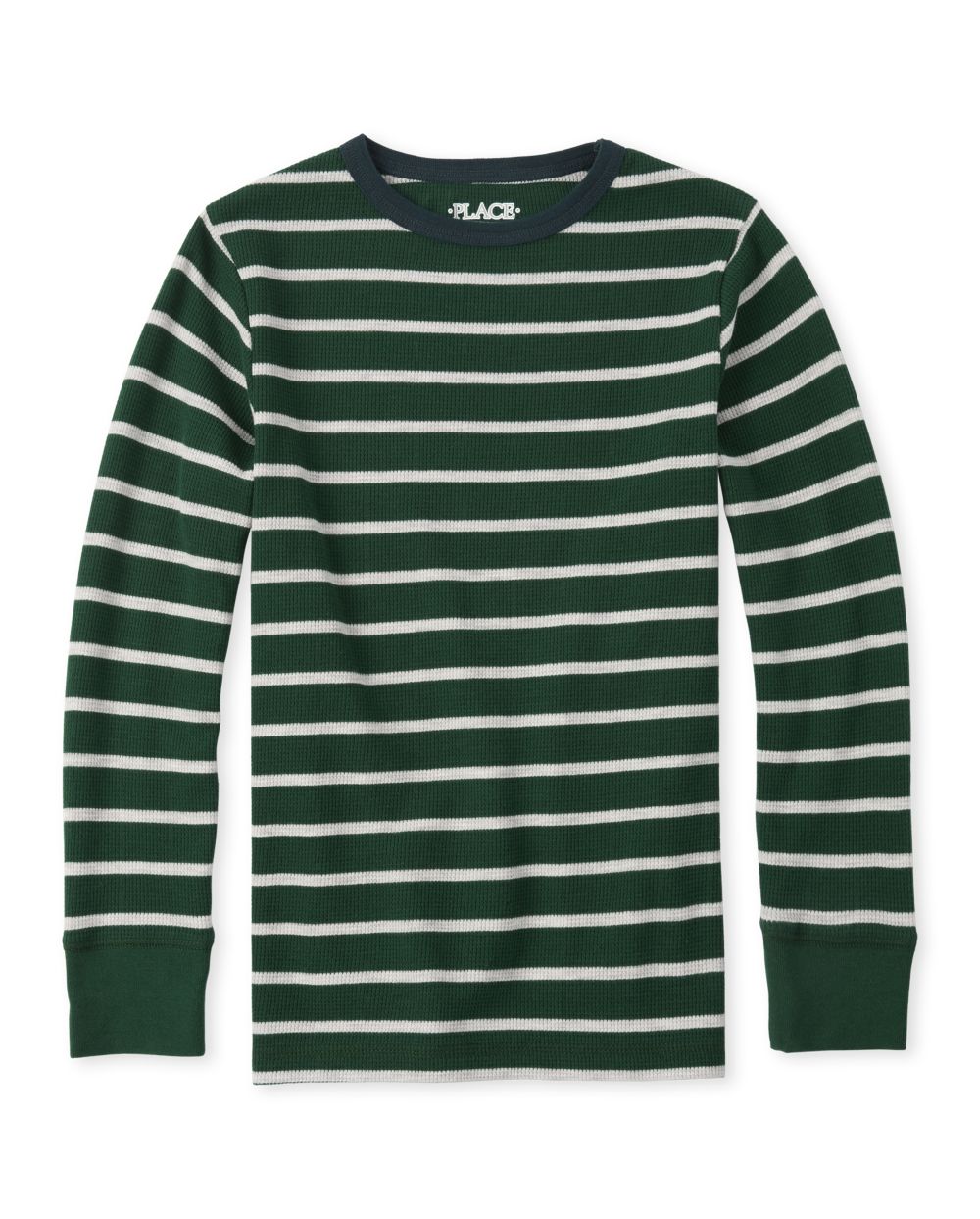 Boys Long Sleeve Striped Waffle Knit Thermal Top