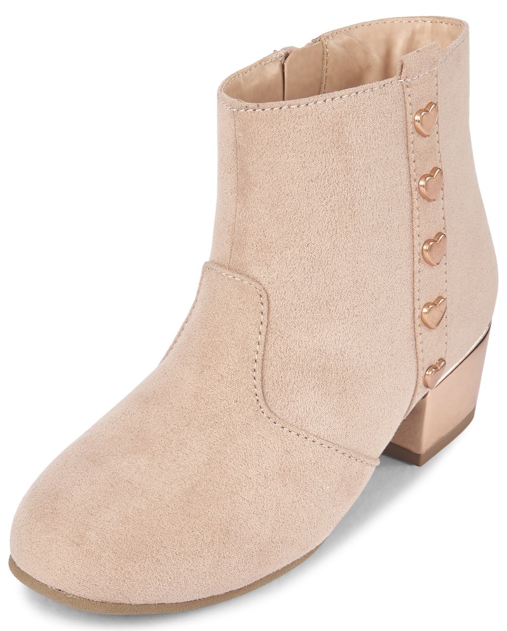 Girls Heart Studded Faux Suede Booties