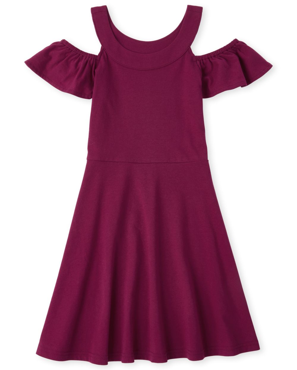 Girls Short Sleeve Knit Cold Shoulder Dress