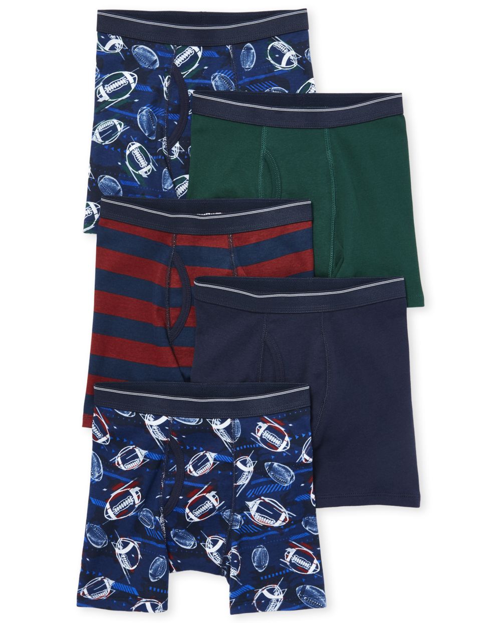 Boys Football Print Boxer Briefs 5-Pack