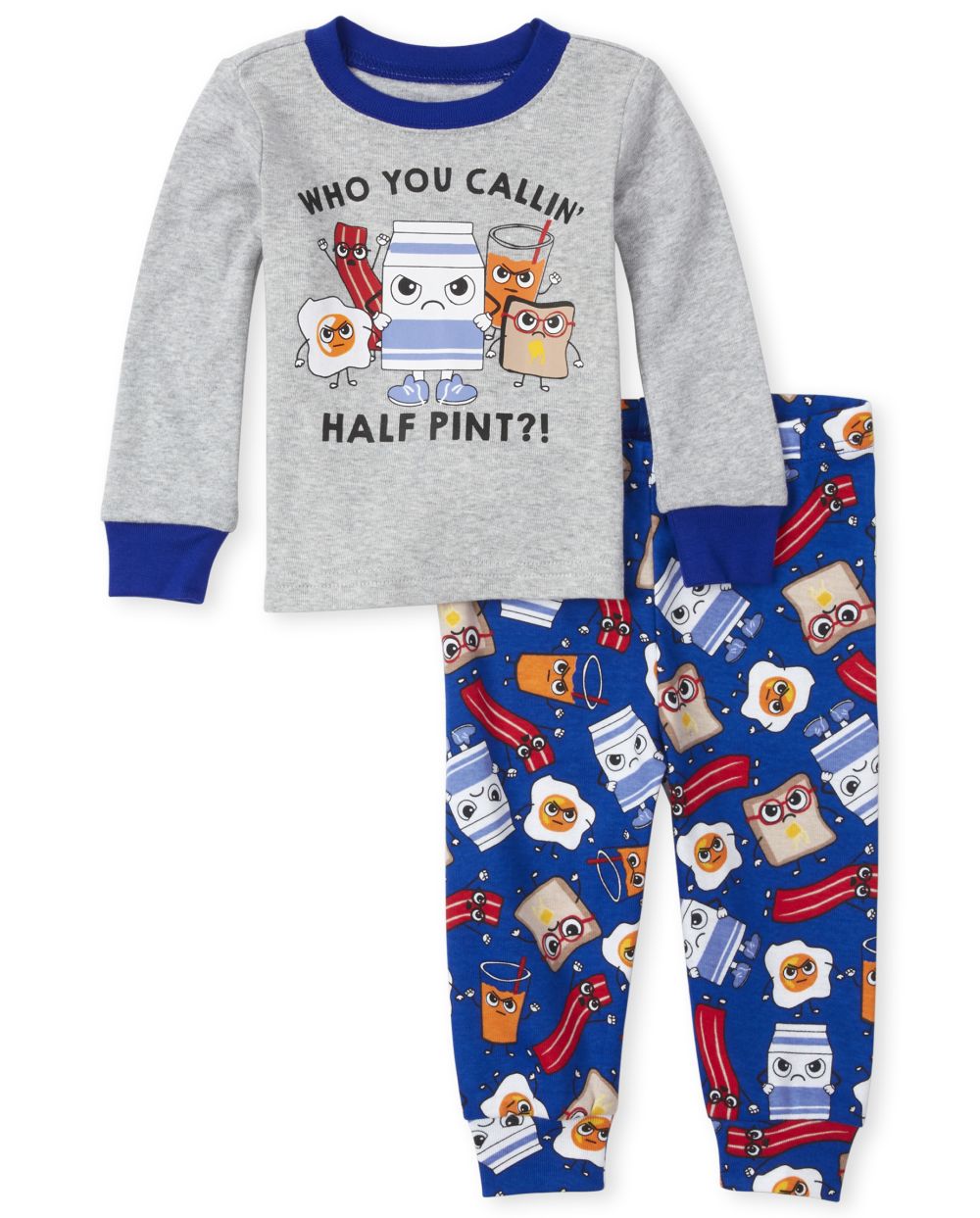 Baby And Toddler Boys Long Sleeve 'Half Pint' Breakfast Food Snug Fit ...