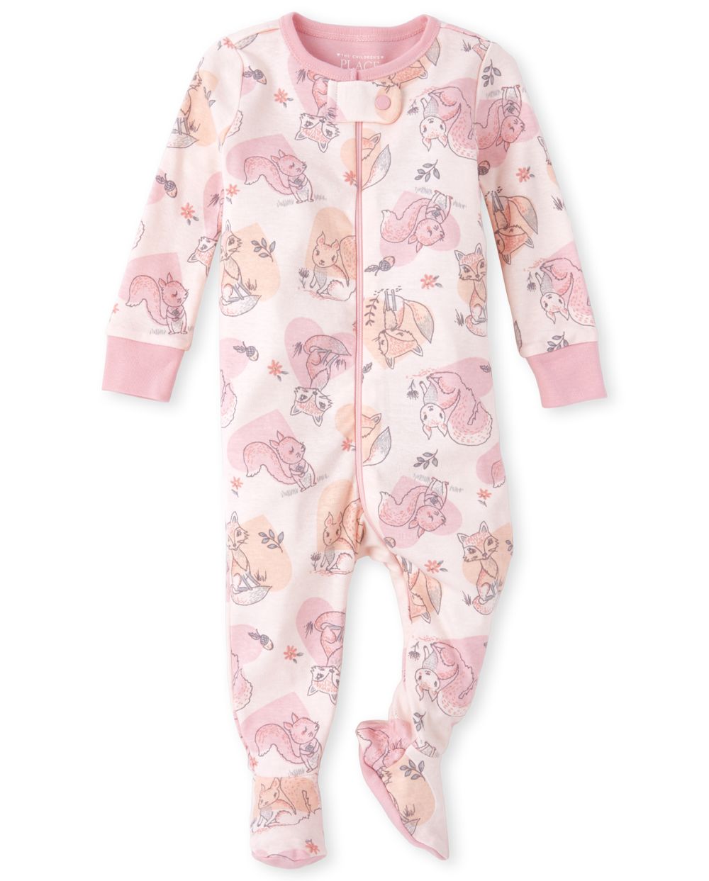 Baby And Toddler Girls Long Sleeve Fox Snug Fit Cotton Footed One Piece ...