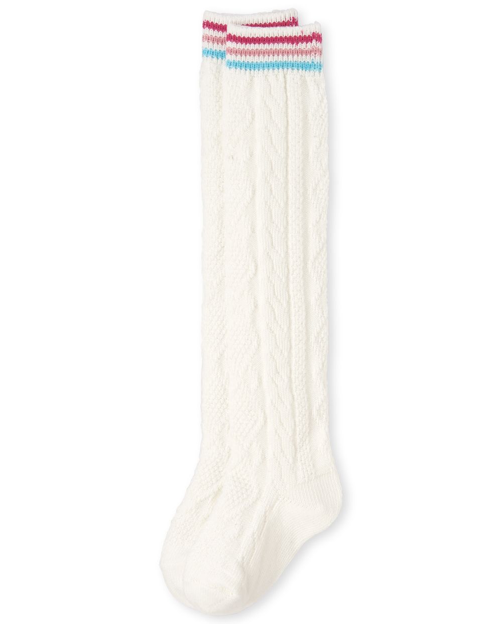 Girls Striped Cable Knit Boot Socks