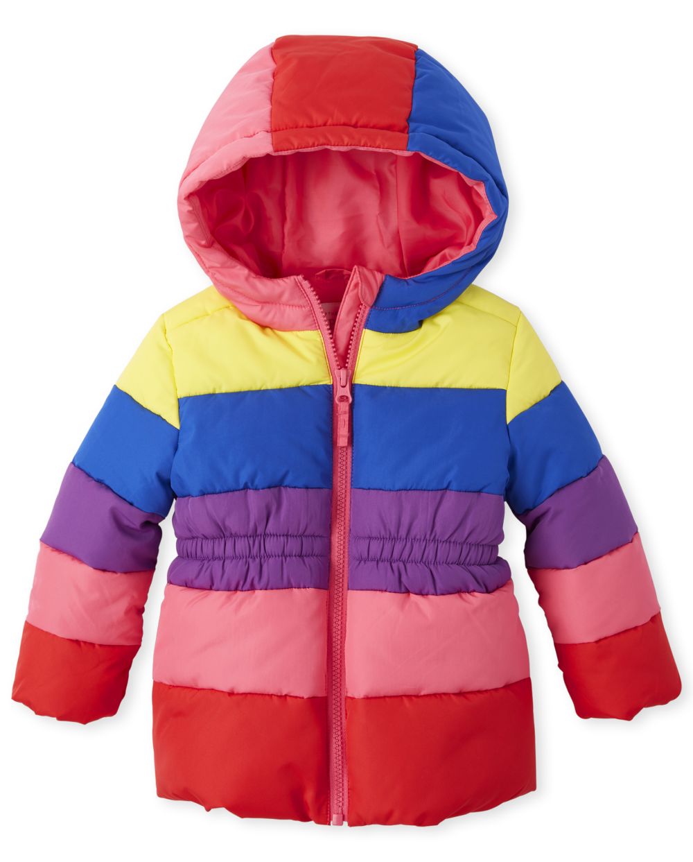 Toddler Girls TINY COLLECTIONS Long Sleeve Colorblock Puffer Jacket ...