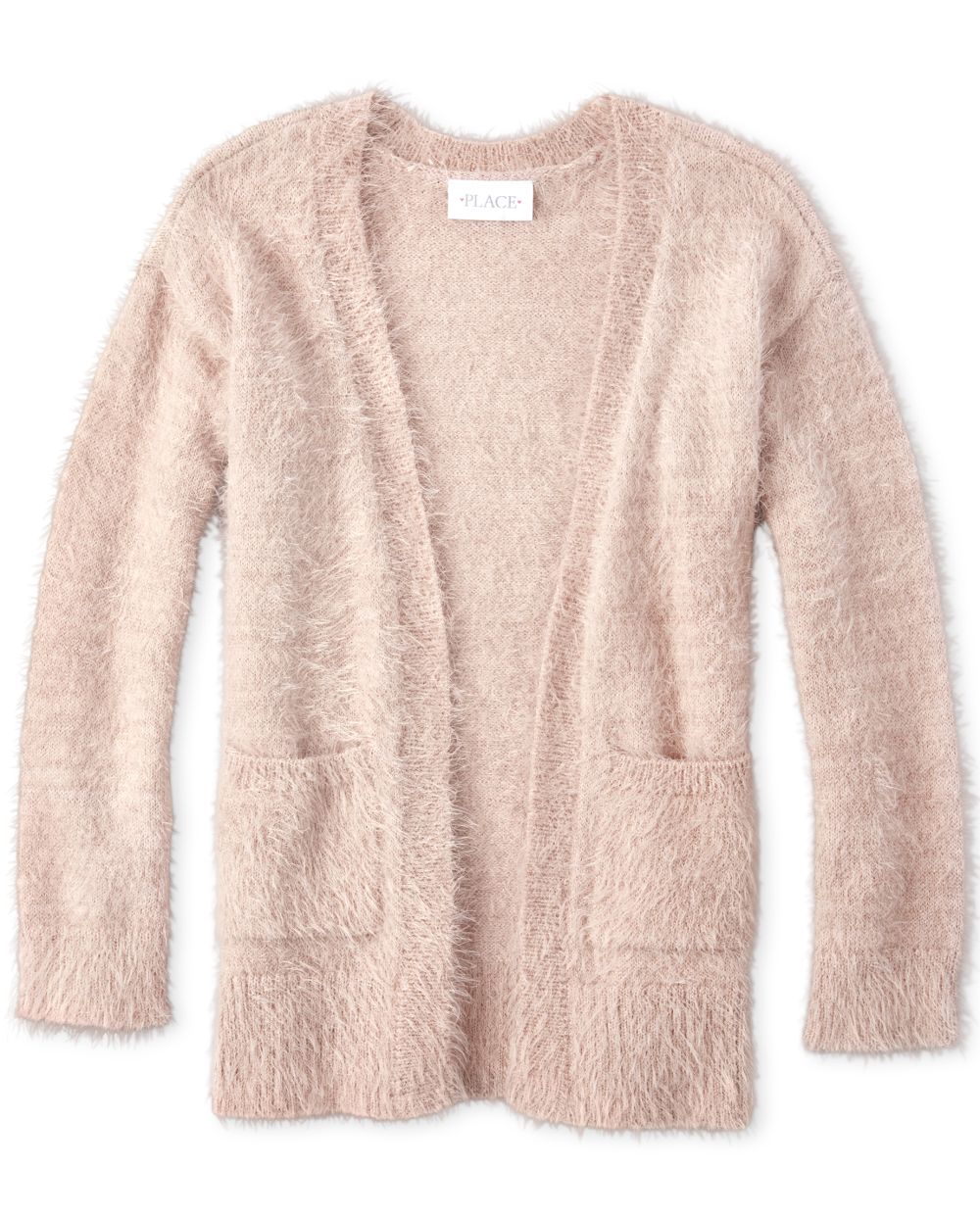 Girls Long Sleeve Eyelash Open Front Boyfriend Cardigan