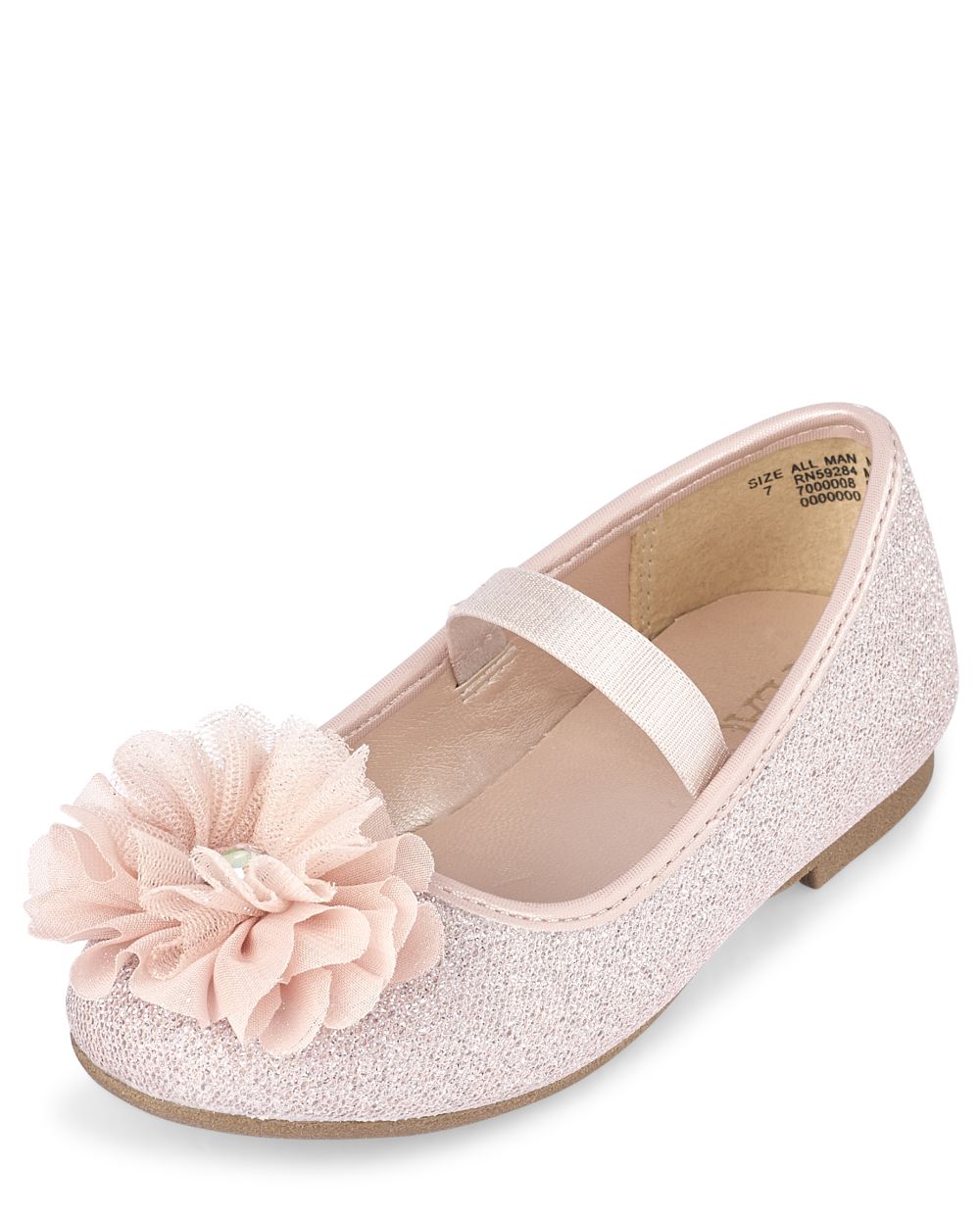 Toddler Girls Christmas Glitter Mesh Flower Faux Leather Ballet Flats