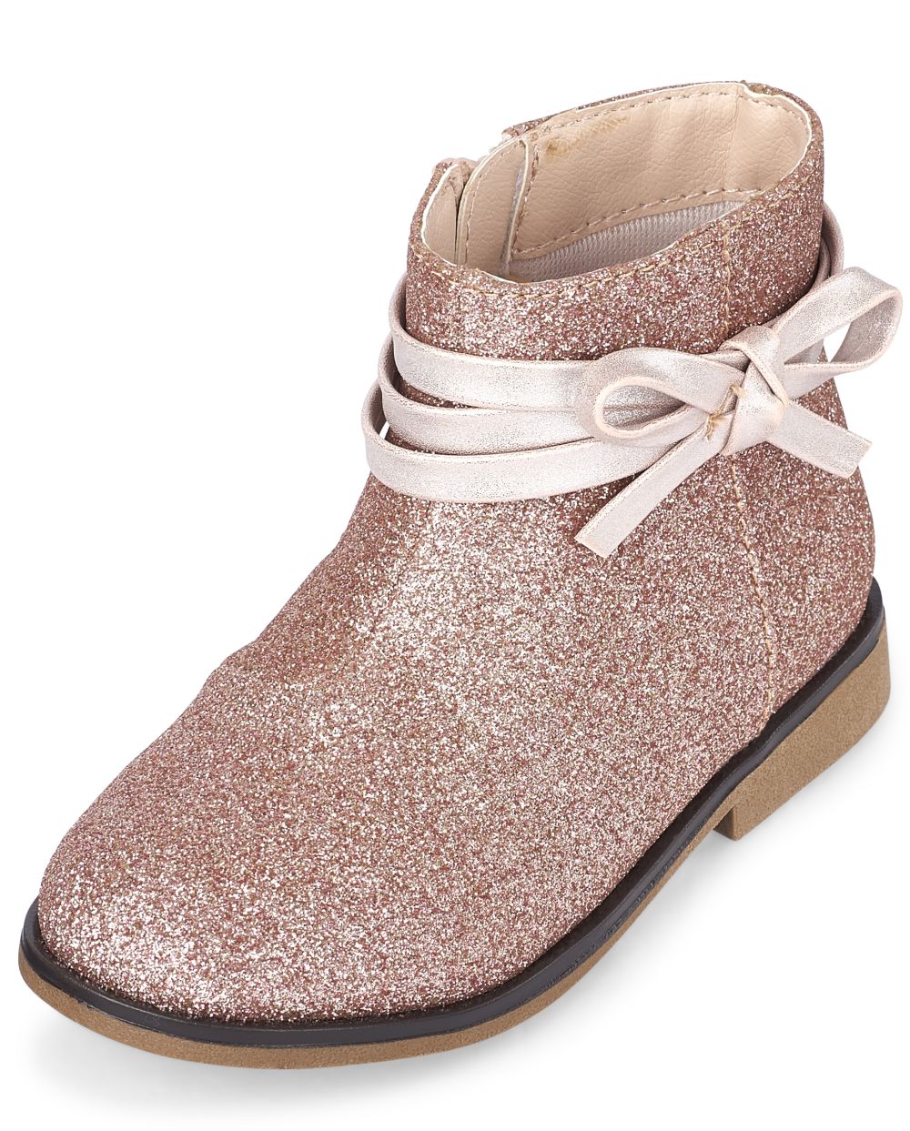 Toddler Girls Glitter Bow Faux Leather Booties