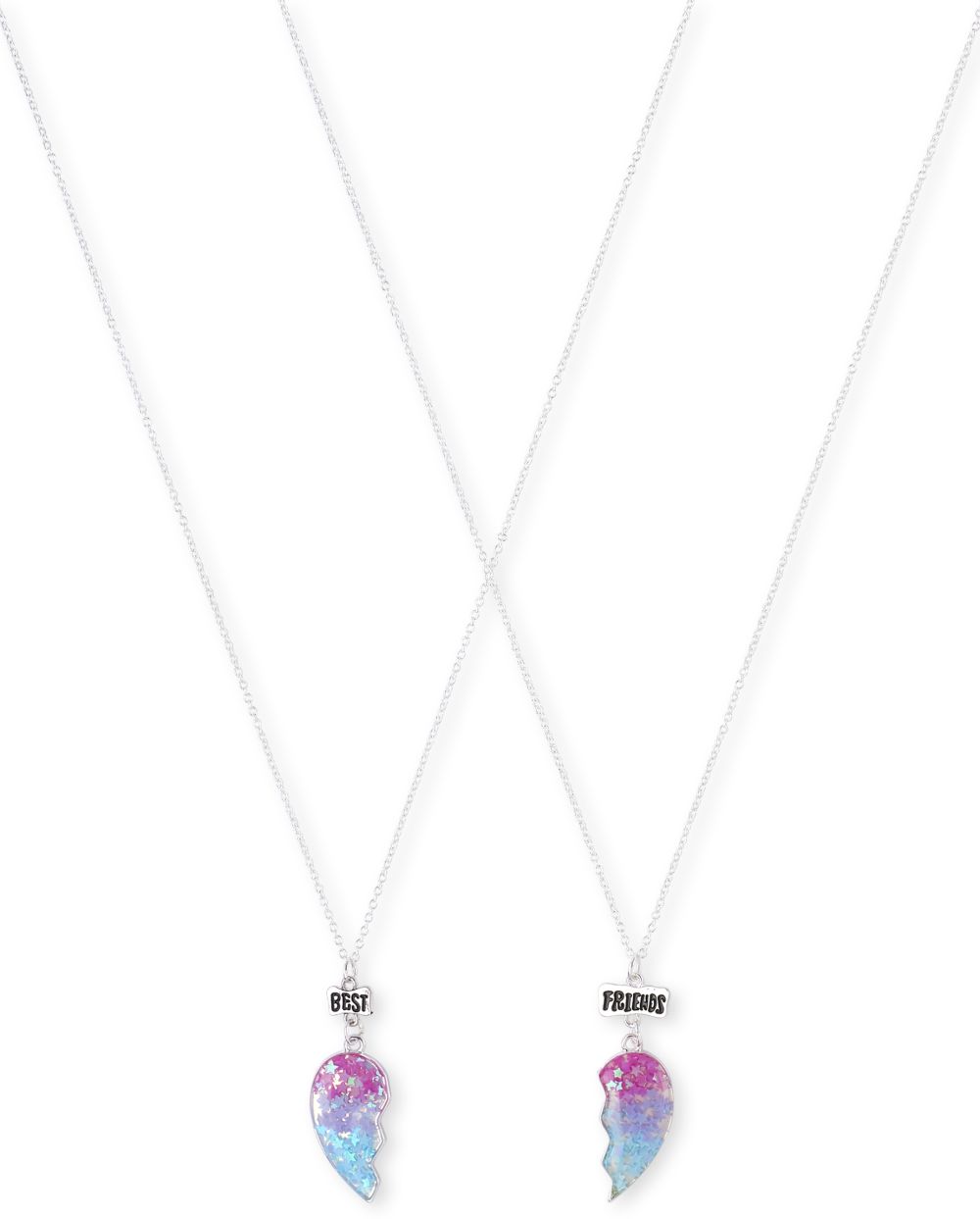 Girls Glitter Heart BFF Necklace 2-Pack