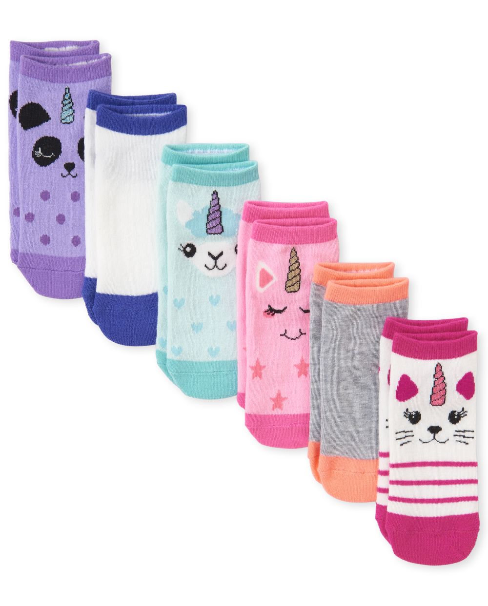 Girls Glitter Crittercorn Ankle Socks 6-pack