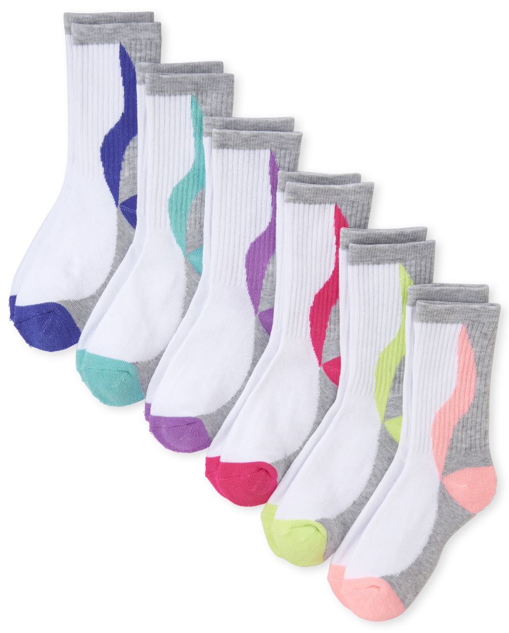 Girls Athletic Cushioned Crew Socks 6-Pack