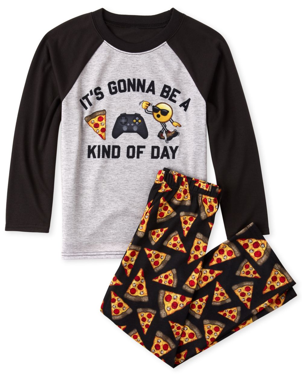 Boys Long Raglan Sleeve 'It's Gonna Be A Kind Of Day' Pizza Game ...