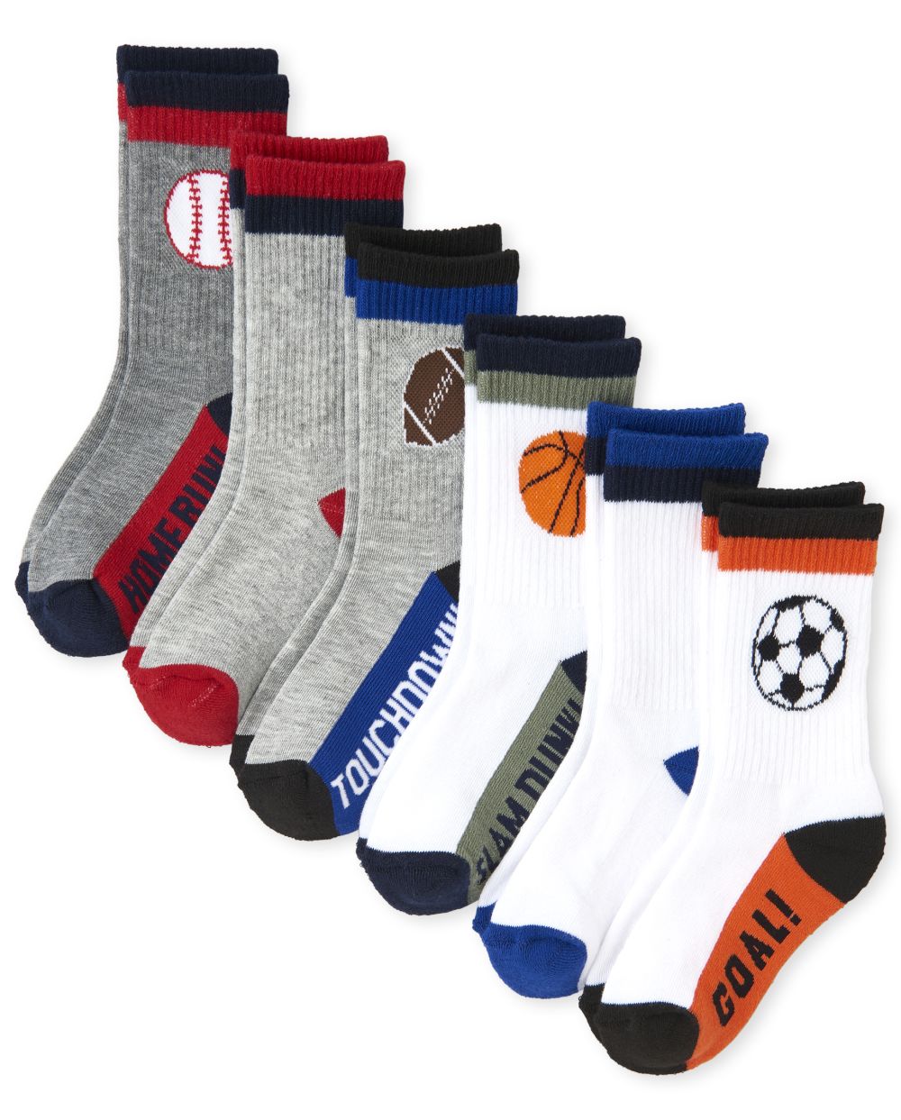 Boys Sports Crew Socks 6-Pack